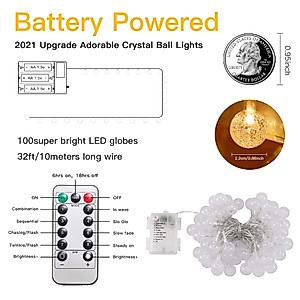 Big Globe String Lights Fairy Lights Battery Operated 21FT 60LED Bubble Ball,lamp String Waterproof Indoor Outdoor Hanging Lights Decorative Christmas Lights for Home Party Patio Garden Wedding