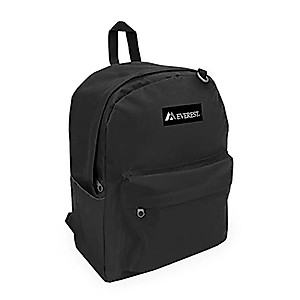 Everest Classic Laptop Backpack W/Side Pocket, Black, One Size