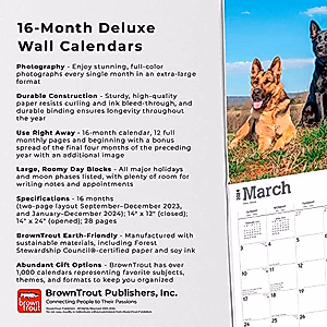 For the Love of German Shepherds | 2024 14 x 24 Inch Monthly Deluxe Wall Calendar | Foil Stamped Cover | BrownTrout | Animal Dog Breeds