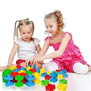 AIBELY Jumbo Nuts and Bolts Toys 52Psc for Toddlers Preschoolers Kids, STEM Educational Montessori Building Construction Screw Matching Activities for 3,4,5 Year Old Boy and Girl.