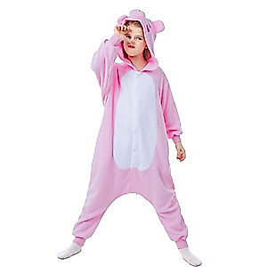 CANASOUR Unisex Halloween Kids Pink Pig Onesie For 6-8 Years Girls Costume Party Cosplay Pyjamas (Height 47-51”, 6 Years, Pig)