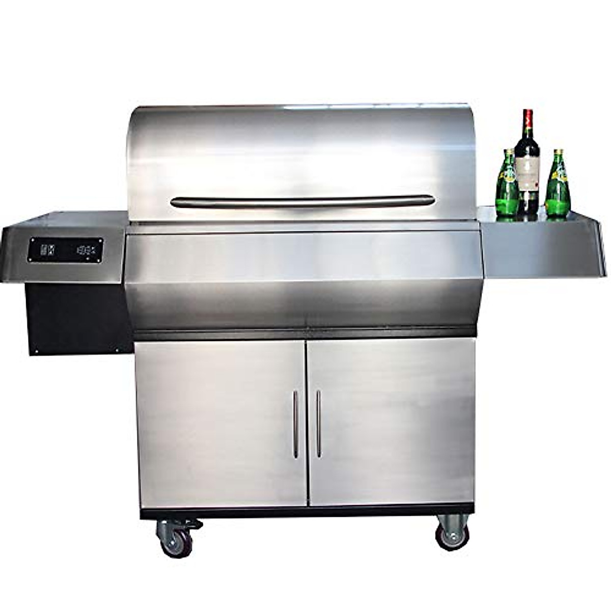 RJMOLU Wood Pellet Grill & Smoker Gas Grill Stainless Steel 40,000 BTU Patio Garden Barbecue Grill with Built in Thermometer, Removable Wheels