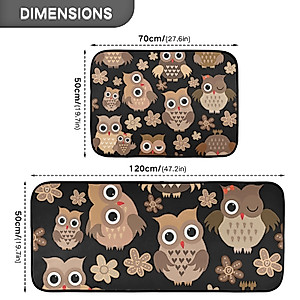 Kigai Kitchen Rugs 2 Piece Waterproof Non Slip Kitchen Mat Cute Owl Kitchen Rug Set for Sink Office Kitchen Cafe, 19.7"x47.2"+19.7"x27.6"