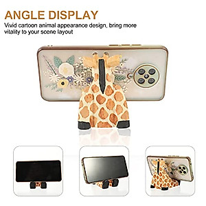 Beavorty Cellphone Holder Stand Giraffe Shaped Wooden Smartphone Desk Holder for All Mobile Phones Animal Phone Stand Desk Ornament