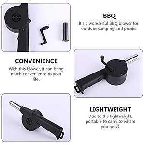 Hemoton 2pcs Bbq Air Blower Fast Fire Starter Manual Air Blower Hand Crank Bbq Fan Outdoor Camping Grills Accessories Tools