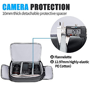 CADeN Compact Camera Shoulder Crossbody Bag Case Compatible for Nikon, Canon, Sony SLR/DSLR Mirrorless Cameras and Lenses Waterproof (1.0 L, Black)