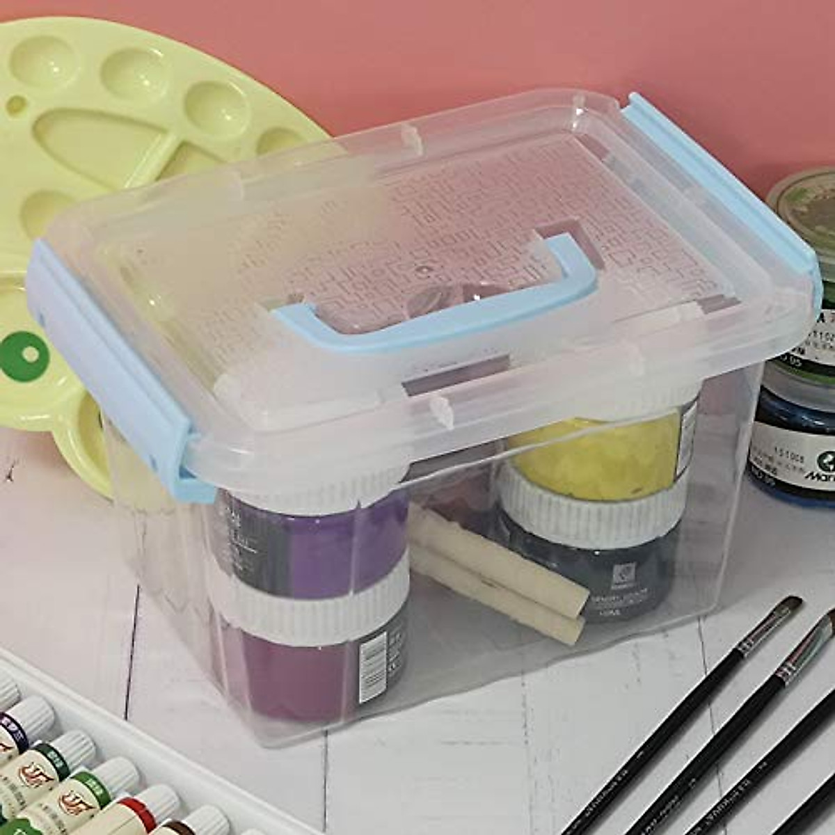 Ortodayes 3 Quart Plastic Storage Bins, Pack of 6 Small Boxes with Lids