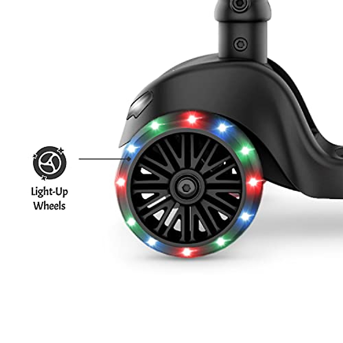 Jetson Scooters - Jupiter Mini 3 Wheel Kick Scooter (Black) - Collapsible Portable Kids Three Wheel Push Scooter - Lightweight Folding Design with High Visibility RGB Light Up LEDs on Stem and Wheels