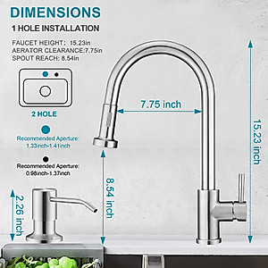 Kitchen Sink Faucets with Pull Down Sprayer, Stainless Steel Brushed Nickel Kitchen Faucets, Single Handle Faucet with Pullout Sprayer, Modern rv Stainless Steel Kitchen Faucets, Grifos De Cocina