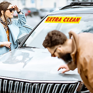 Versa-Tags Windshield Slogan Stickers 12 Pack Each of Low Mileage, Extra Clean, Down, Cash, Buy HERE Pay HERE (60) Window Stickers Total Dealership Stickers Red On Yellow