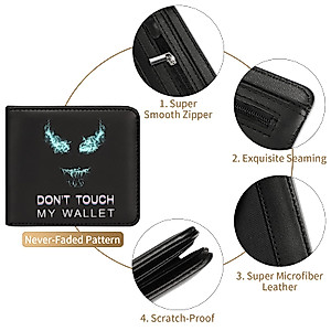 Cool Wallet- Funny Leather Credit Id Card Cash Holder Man Black Rfid Blocking Zipper Wallets With Coin Pocket Id Window Aesthetic Men Teen Boy Male Youth Guys