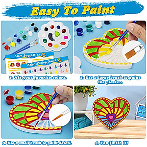 Aigybobo Kids Arts and Crafts Painting Kit, 6 Pack White Plaster Stones for Girls Ages 4-8, 8-12, DIY Creativity Art Supplies, Christmas Easter Birthday Gifts