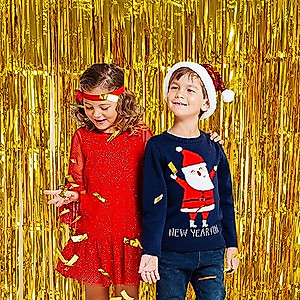 4 Pack 3.2x8.2ft Gold Tinsel Curtain Party Backdrop - Choonshow Foil Fringe Curtain Gold Party Decor Streamers for Birthday Baby Shower Bachelorette Euphoria Theme Party Decorations