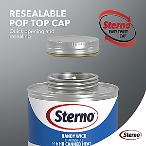 Sterno Handy Wick Fuel Cans - Chafing Dish Fuel Can with 6-Hour Burn Time, Chafer Fuel Cans Food Warmers, Pack of 12