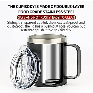 TIGPOW Coffee Cup Warmer with Mug set,Double-layer 18/8 Stainless Steel Heated Mug,Wireless Charging Function,Self Heating Coffee Mug for Office Desks, and Home (Black 12oz)