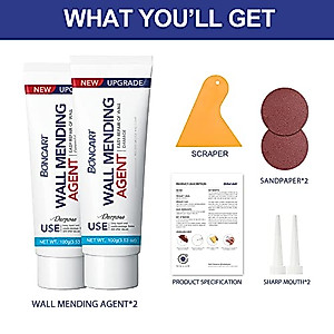 Drywall Repair Kit,2 Pack Wall Mending Agent,Wall Spackle with Scraper, Wall Surface Hole Fill Quick and Easy Solution