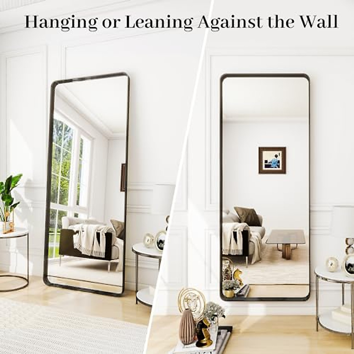 VooBang Full Length Mirror Deep Framed 30x71 Inch Floor Stand, Leaning or Dressing Modern Sleek and Chic Design Ideal for Bedroom, Closet, or Entryway Black