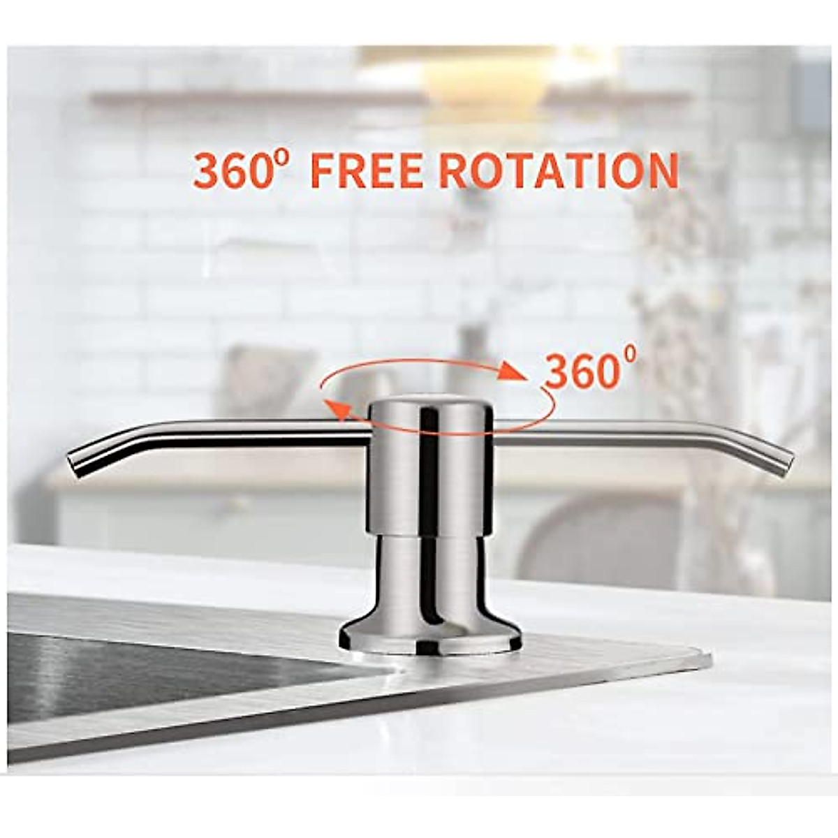 SIMSIN Built in Soap Dispenser for Kitchen Sink, Countertop Soap Dispenser Pump with 47" Extension Tube kit, No Need to Refill