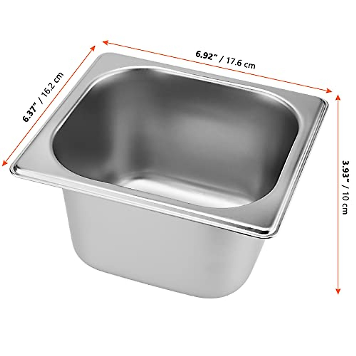 SINJEUN 8 Pack 1/6 Size x 4 Inch Deep Steam Table Pans, Stainless Steel Steam Pan Catering Food Pan for Restaurant, Hotel, Catering, Silver