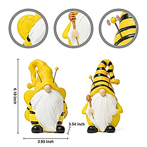 Vincent Malyn Outdoor Garden Gnome Statue - Yard Gnome Decor Figurine Set of 2 Funny Bee Gnomes Decorations for Yard Patio Law Cute Resin Ornament