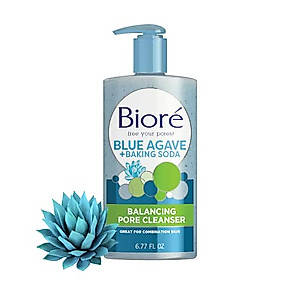 Bioré Daily Blue Agave + Baking Soda Balancing Pore Cleanser, Liquid Cleanser for Combination Skin, to Penetrate Pores & Gently Exfoliate Skin, 6.77 Ounce