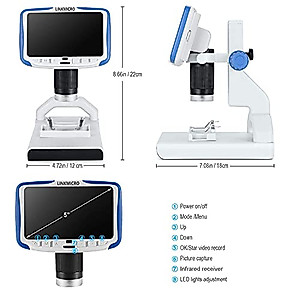 Microscope for Kids LINKMICRO 5" LCD Portable Digital Microscope 200X Microscope Kit for Kids 8-12 Photo/Video Sample Slides Included STEM Tool Gift for Boys and Girls