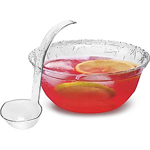 Premium Punch Bowl With Ladle Includes 8 Quart Serving Bowl With 5 oz serving ladle | Heavyweight Floral Embroidered Design | BPA Free Plastic | Punch Bowl Set 2 Gallons Large Punch Bowl for parties
