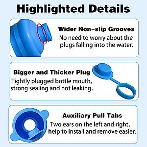 U-Goforst [4 PCS] 3 & 5 Gallon Water Jug Cap - 55mm Food Grade Silicone Reusable Bottle Cover for Standard/Screw/Crown Tops, Dispenser Replacement Lids, Non Spill & Leak Free 4 Pack