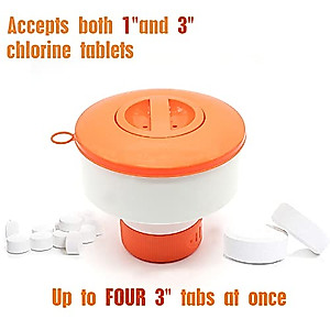 XY-WQ Chlorine Floater, Floating Pool Chlorine Dispenser (Orange, Easily Spot It), Fits 1 and 3 Inch Tablets for Large and Small Pools, Hot Tub, Spa