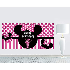 Minnie 1st Birthday Backdrop, Minnie 1st Birthday Banner Party Supplies, Minnie 1st Birthday Decorations, First Birthday Photography Background (6.6 x 3.3 ft)