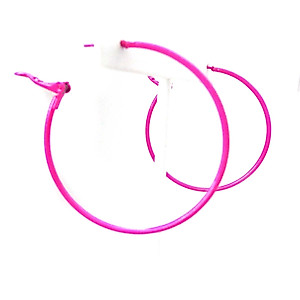 Hot Pink Hoop Earrings Simple Thin Hoop Earrings 2 Inch Hoop Earrings