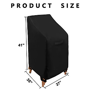 WOMACO Stackable Patio Chair Cover Waterproof Outdoor Stacking High Back Chair Cover Water Resistant Outside Furniture Tall Chair Protector (Stacking Chair - 27"Lx35"Wx41"H(2 Pack))