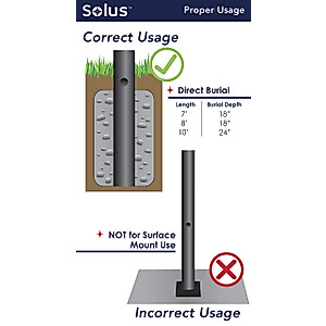 Solus SP7-WH 7' Outdoor Direct Burial Lamp Post with Cross Arm, Fits Most Standard 3" Post Top Fixtures, Includes Inlet Hole, Easy to Install, Corrosion & Weather Resistant, White