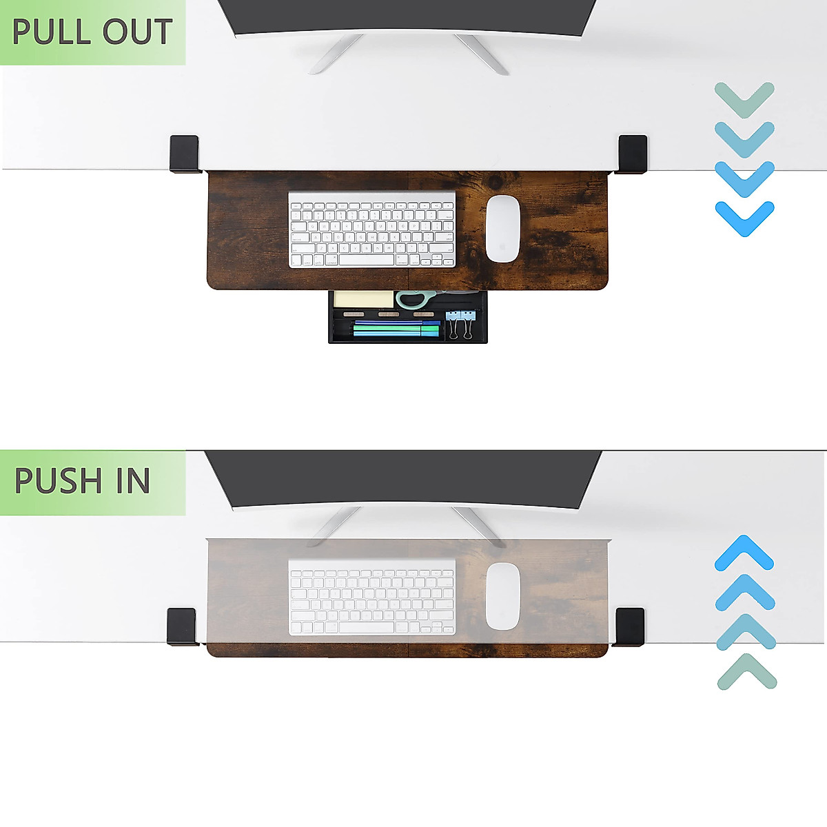 ETHU Keyboard Tray Under Desk, 26.77" X 11.81" Large Size Keyboard Tray with C Clamp-on Mount Easy to Install, Computer Keyboard Stand, Ergonomic Keyboard Tray for Home and Office
