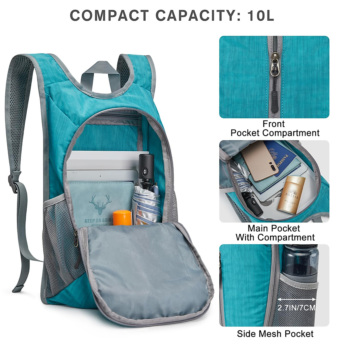 G4Free 10L Hiking Backpack Small Travel Hiking Daypack Lightweight Packable Backpack Casual Foldable Shoulder Bag