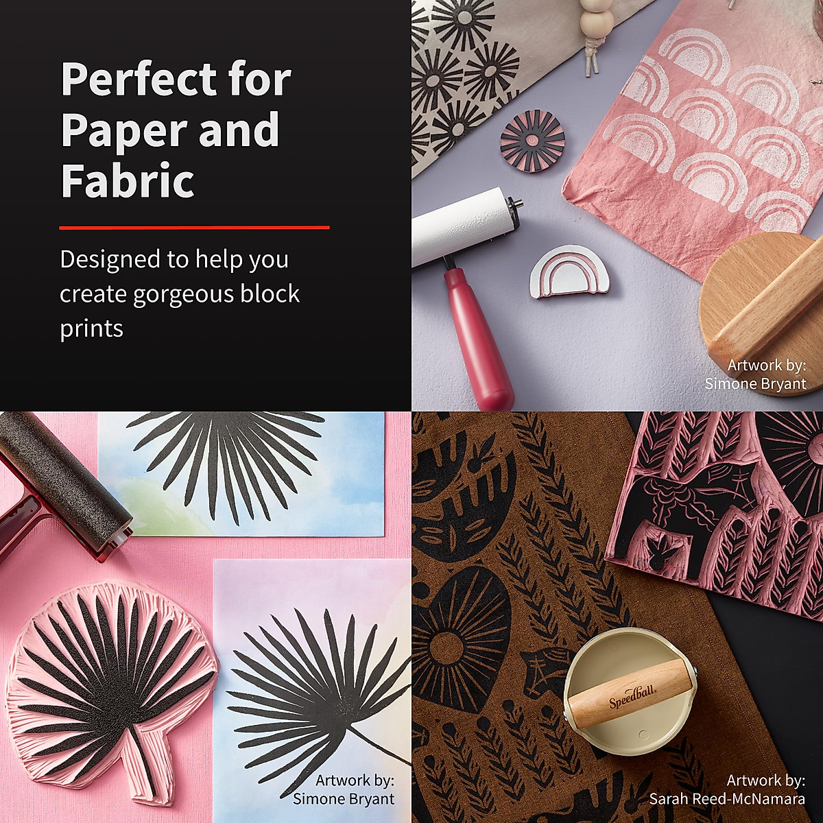 Speedball Block Printing Baren - Comfortable Wooden Handle, Made in the USA - 4 Inches