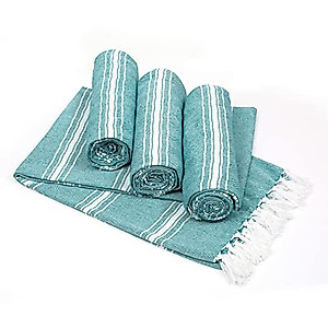 Belizzi Home Peshtemal Turkish Towel 100% Cotton Chevron Beach Towels Oversized 36x71 Set of 4, Beach Towels for Adults, Soft Durable Absorbent Extra Large Bath Sheet Hammam Towel - Teal