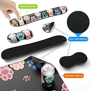 PULAIXIN Mouse Pad Wrist Support Keyboard Wrist Rest Support Extended Gaming Mouse Pad (34.5×15.7 in) Large Ergonomic 5 in 1 Mousepad Desk Mat Combo - CatPaw