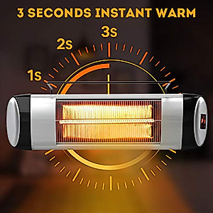 PATIOBOSS Infrared Patio Heater, Freestanding Electric Outdoor Heater for Instant Warm,Quiet Operation, Infrared Heater with Remote Control & 24 Hours Timer for Outdoor Indoor Use