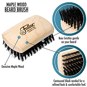 Fuller Brush Hair & Beard Brush - Wooden Pocket Hairbrush & Detangler w/ Firm Boar Bristles For Beards - Barber's Grooming & Hair Styling Straightener For Bearded Men