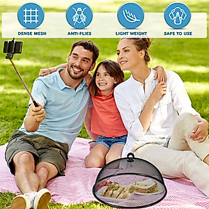 HEMOTON Mesh Food Cover Stainless Steel Mesh Dome Food Cover Protector, Round Mesh Screen Food Tent for Kitchen, Outdoor, Picnic, Reusable, Large,15.7-Inch