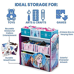 Delta Children Chair Desk with Storage Bin + Design and Store 6 Bin Toy Storage Organizer, Disney Frozen (Bundle)