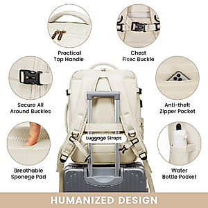 LOVEVOOK Travel Backpack,Carry On Backpack Flight Approved with Toiletry Bag,Expandable Large Laptop Backpack Women Waterproof Backpack Fit 17.3 Inch with USB Charging Port Shoes Compartment