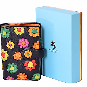 Visconti Spanish DS-82 Womens Floral Multi Colored Bifold Wallet DAISY COLLEC. - Black Multi, Medium