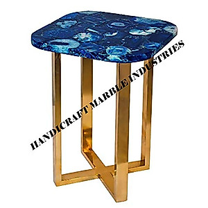 30" Inch Agate Square Table, Natural Agate Table, Square Coffee Table, Blue Agate Table, Square Agate Stone Table