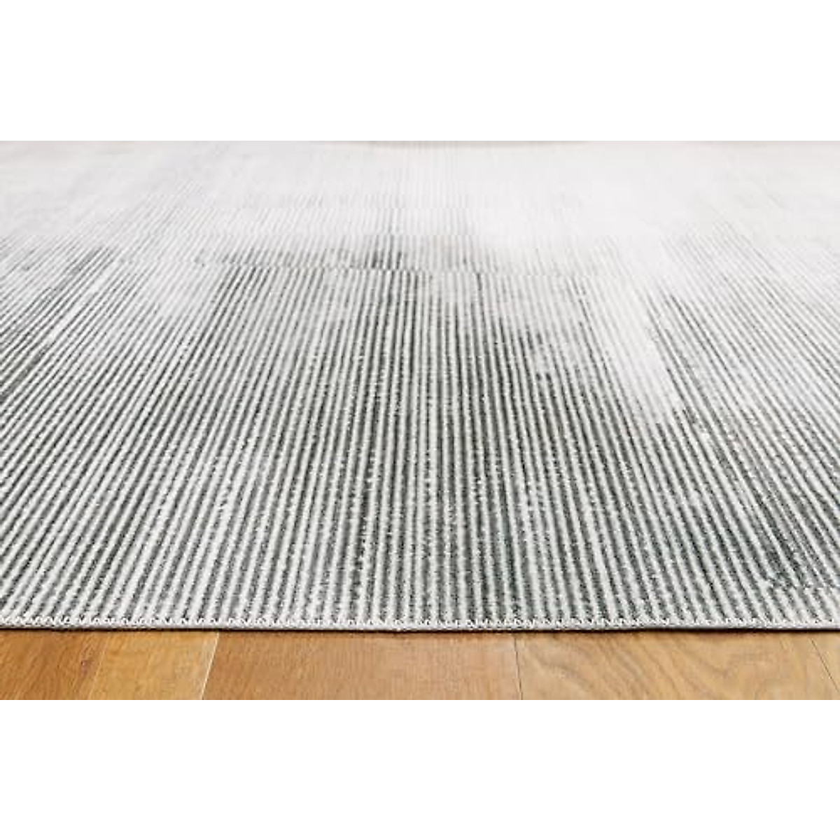 Signature Design by Ashley Milset Contemporary Indoor Washable Ombre Pattern 8 x 10 Rug with Non Slip Backing, White & Black