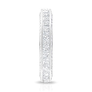 Rosec Jewels Cubic Zirconia Classic Wedding Eternity Band Ring for Women, 10K White Gold, Size:US 7.50