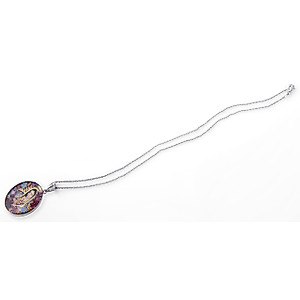 Amazon Essentials Sterling Silver Virgin Mary of Guadalupe Pressed Flower Pendant Necklace, 18' (previously Amazon Collection)