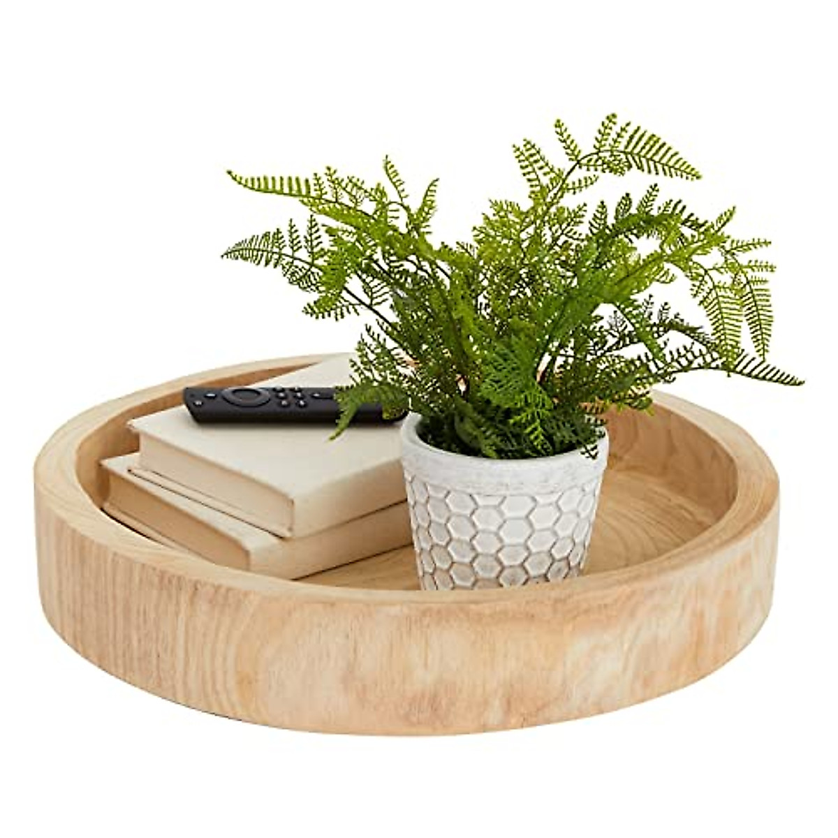 Decorative Round Wooden Trays for Decor, Coffee Tables, Rustic Home Decorations (18 x 3 in)