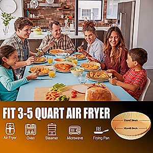 Air Fryer Liners, 120 Pcs Non-Stick Air Fryer Disposable Paper Liner, Water-proof, Oil-proof, Food Grade Parchment Paper for Air Fryer (7.9")